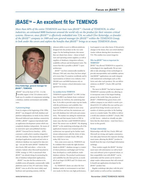 jBASETM – An excellent fit for TEMENOS - jBASE International