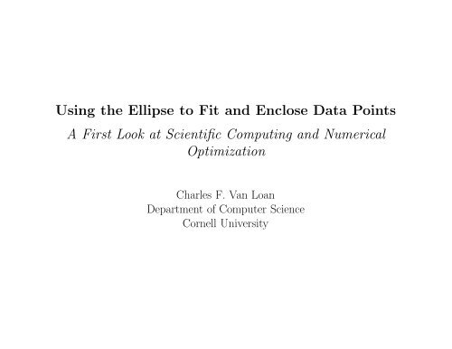 Using the Ellipse to Fit and Enclose Data Points ... - Cornell University