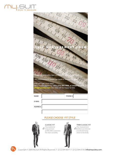 Suit Measurement Form
