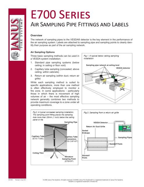DS1063 E700 Series Air Sampling Pipe Fittings and Labels