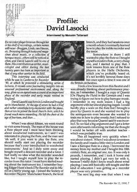 Profile: David Lasocki - Instant Harmony