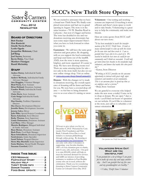 SCCC's New Thrift Store Opens - Sister Carmen Community Center