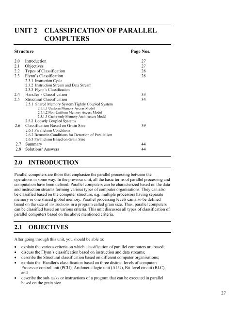 unit 2 classification of parallel computers - Vedyadhara