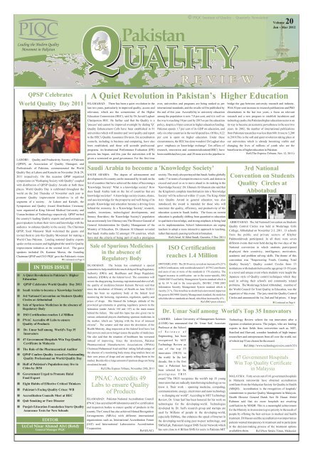PIQC Newsletter Karachi - Pakistan Institute of Quality Control