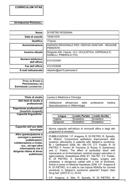 curriculum vitae - ASL TO3