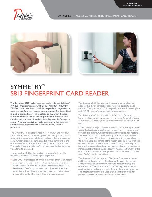 SYMMETRY™ S813 FiNgERpRiNT CARd REAdER - AMAG