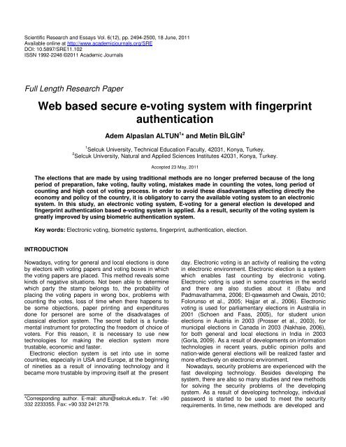 Web Based Secure E Voting System With Fingerprint Authentication