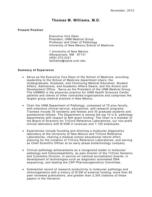 Thomas M. Williams, M.D. - Department of Pathology - University of ...