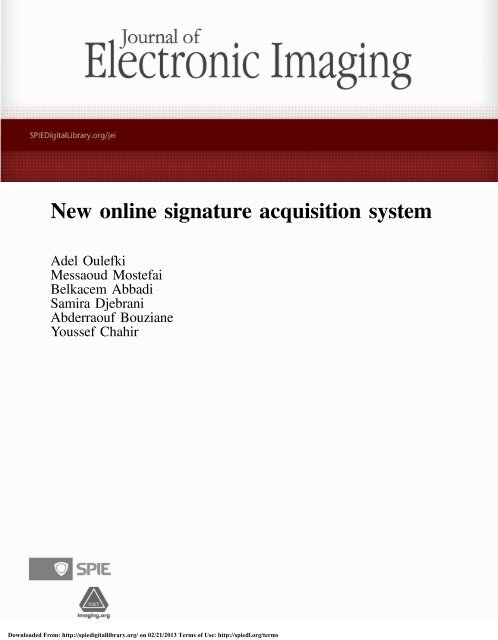 New online signature acquisition system - SPIE Digital Library