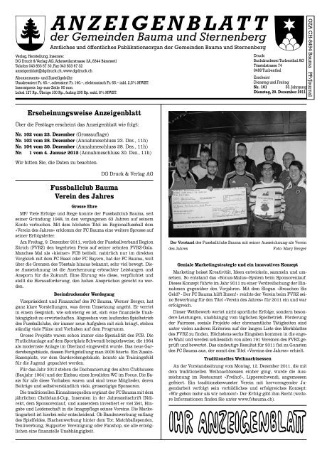 Bericht Anzeigenblatt - FC Bauma