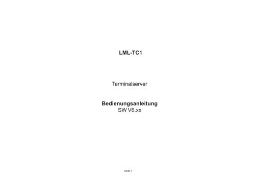 LML-TC1 Terminalserver Bedienungsanleitung SW ... - A.Leiser GmbH