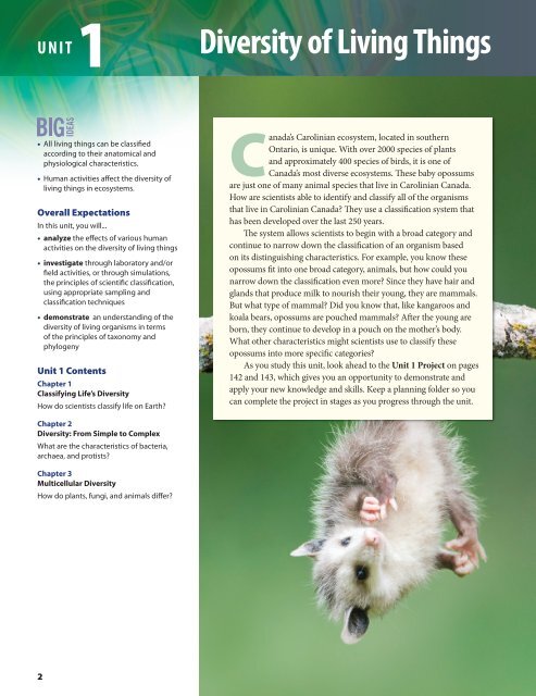 Diversity of Living Things UNIT 1 - McGraw-Hill Ryerson