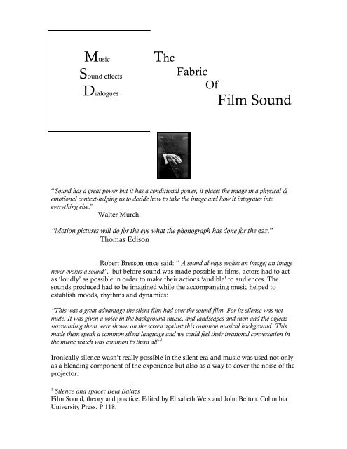 Film Sound - MSc Sound Design