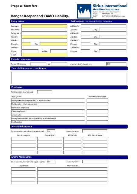 Hangar-Keeper and CAMO Liability. - Sirius International Aviation ...