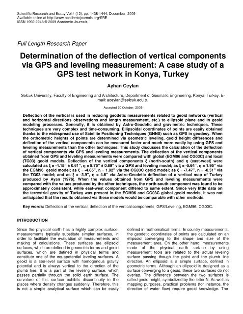 Determination of the deflection of vertical components via GPS and ...