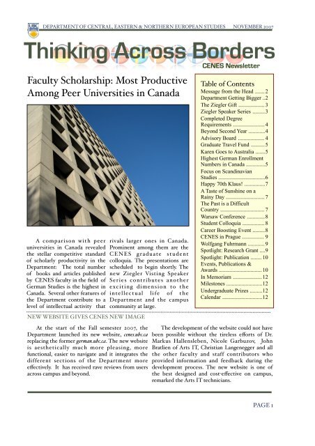 Thinking Across Borders - University of British Columbia