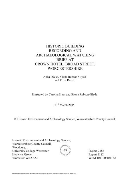 historic building recording and archaeological watching brief at ...