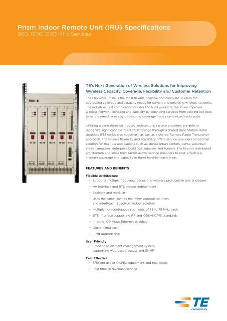 Prism Indoor Remote Unit (IRU) Specifications900 ... - ADC Krone