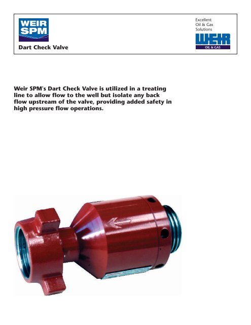 DART CHECK VALVE FLYER - FRONT - Weir Oil & Gas Division