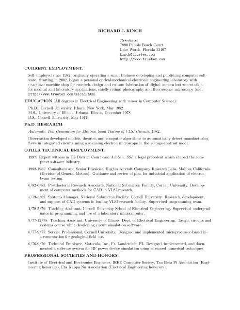 RICHARD J. KINCH Residence: 7890 Pebble Beach Court Lake ...