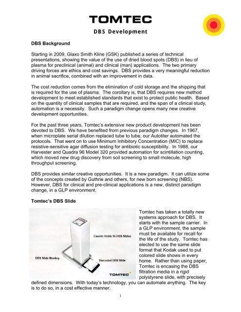 DBS Development - Tomtec