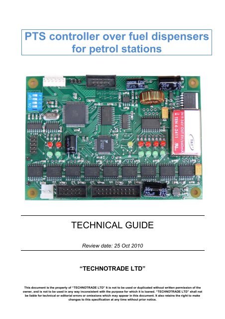 PTS controller over fuel dispensers for petrol