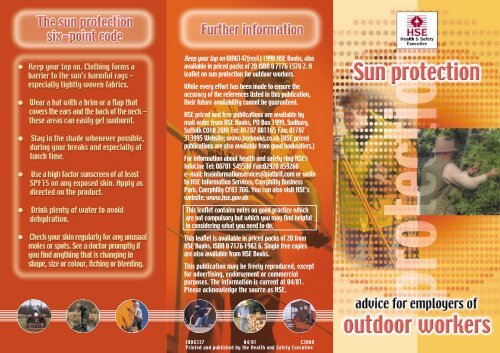 Sun protection, advice for employers of outdoor workers - HSE