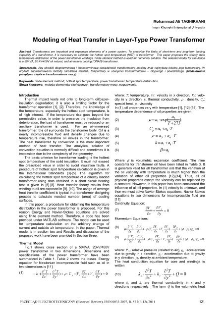 Modeling of Heat Transfer in Layer-Type Power Transformer