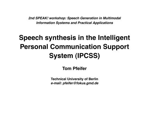 Slides - Tom Pfeifer