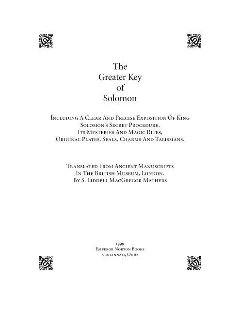 The Greater Key of Solomon, book 1 - Boudicca's