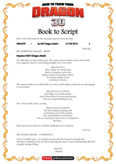 Here is the film script for the opening sequence ... - Film Education