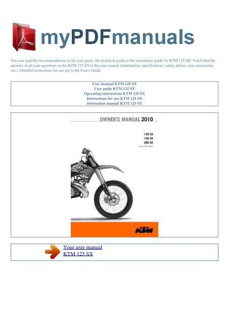 User manual KTM 125 SX - MY PDF MANUALS