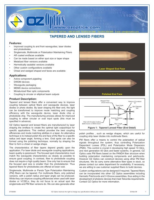 DTS0080 Tapered and Lensed Fibers.qxd - OZ Optics