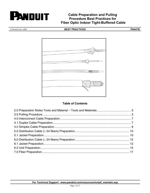 Installation Instructions: Cable Prep Best Practices For Fiber - Panduit