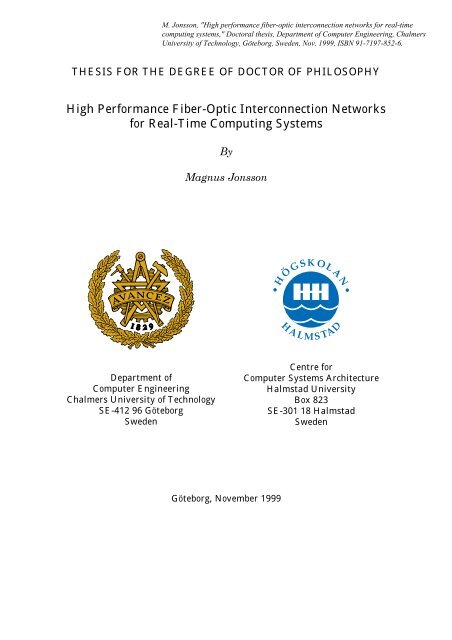 High Performance Fiber-Optic Interconnection Networks for ... - DiVA
