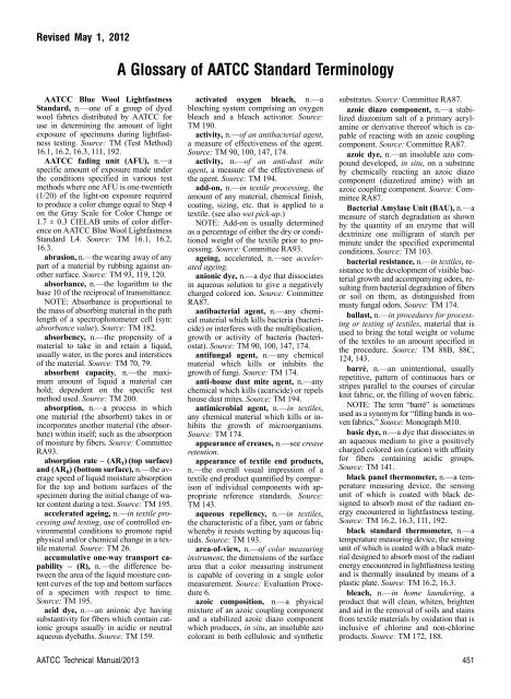 A Glossary of AATCC Standard Terminology - AATCC. American ...