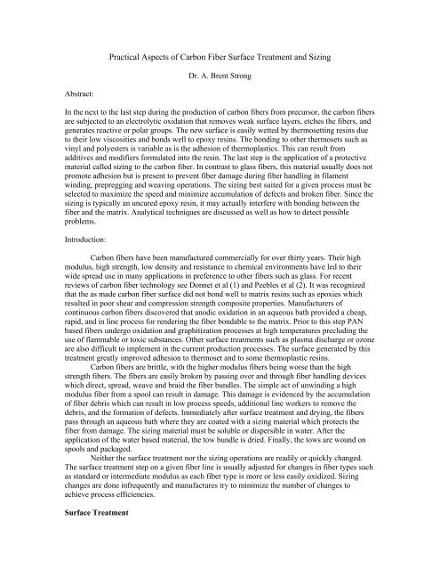 Practical Aspects of Carbon Fiber Surface ... - Dr. Brent Strong