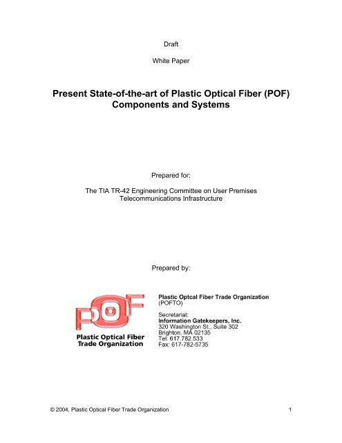 Present State-of-the-art of Plastic Optical Fiber (POF ... - POFTO