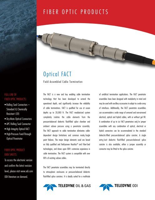FIBER OPTIC PRODUCTS Optical FACT - Teledyne ODI