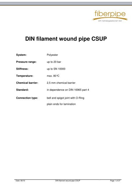 Chapter 6 CSUP filament wound pipe DIN - Fiberpipe
