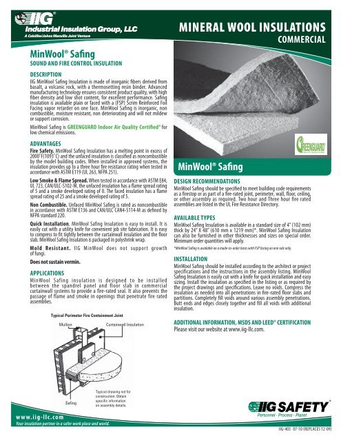 mineral wool insulations safety - Industrial Insulation Group, LLC