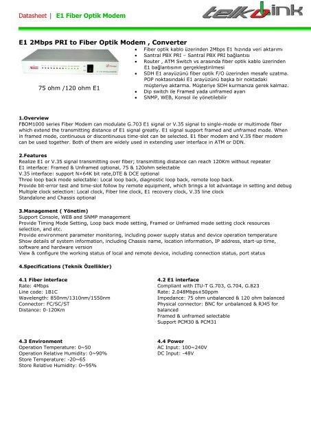 Telkolink | E1 2Mbps PRI to Fiber Optik Modem , Converter
