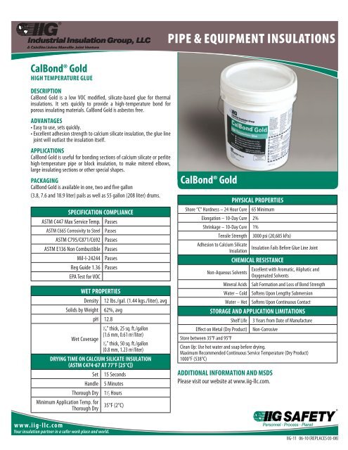 CalBond® Gold - Industrial Insulation Group, LLC