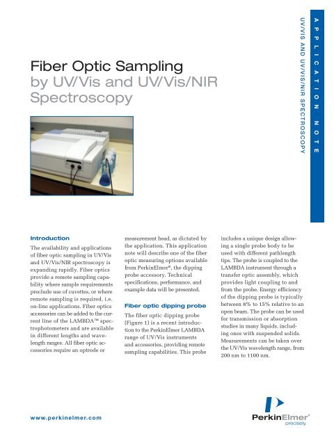 Fiber Optic Sampling by UV/Vis and UV/Vis/NIR ... - PerkinElmer