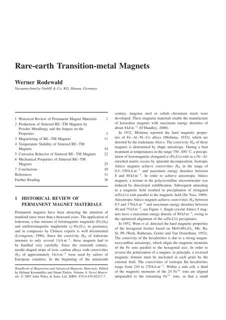 "Rare-earth Transition-metal Magnets" in: Handbook of Magnetism ...