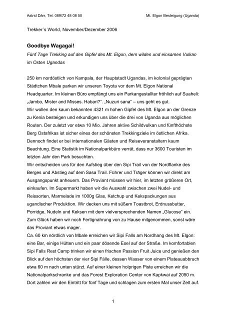 Goodbye Wagagai! - Astrid Daerr