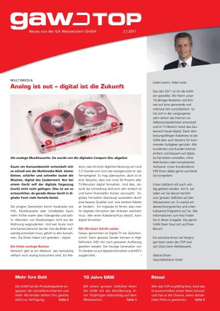 Analog ist out – digital ist die Zukunft - GA Weissenstein