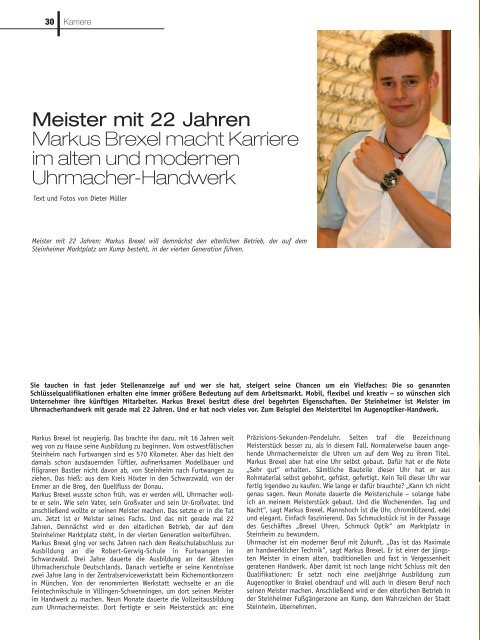 Meister mit 22 Jahren Markus Brexel macht Karriere im alten und ...