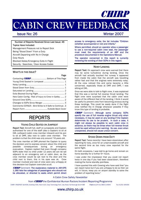 cabin crew report form - chirp