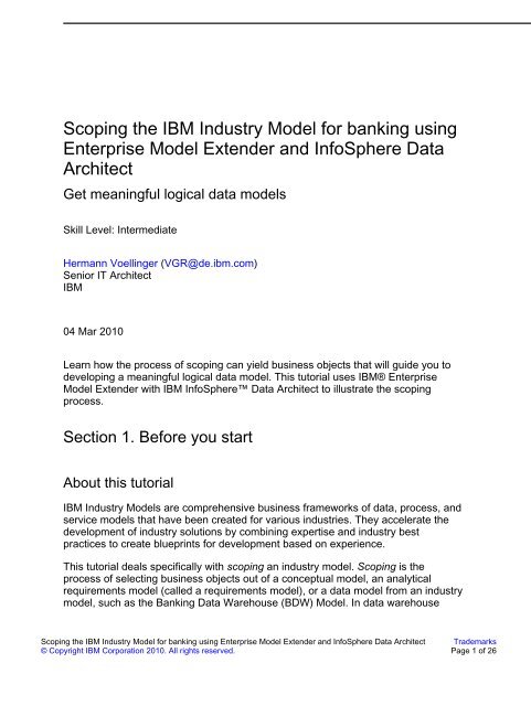 Scoping the IBM Industry Model for banking using Enterprise Model ...